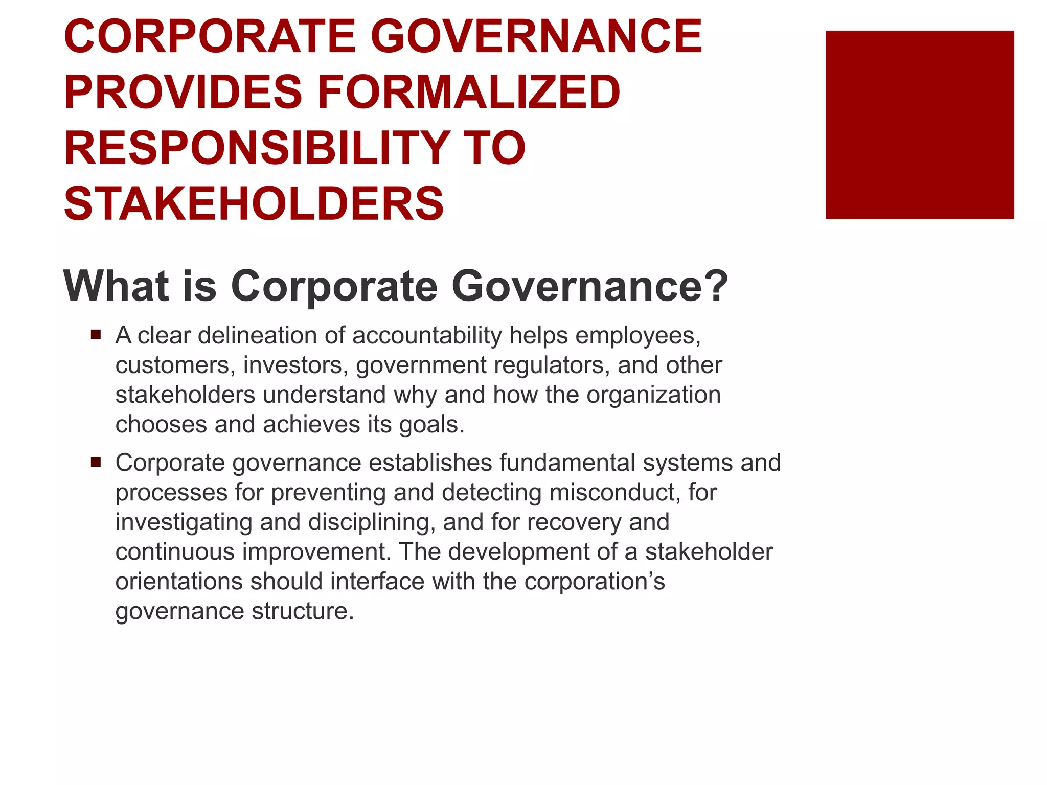 Chapter 2 Stakeholder Relationships, Social Responsibility, & Corporate ...