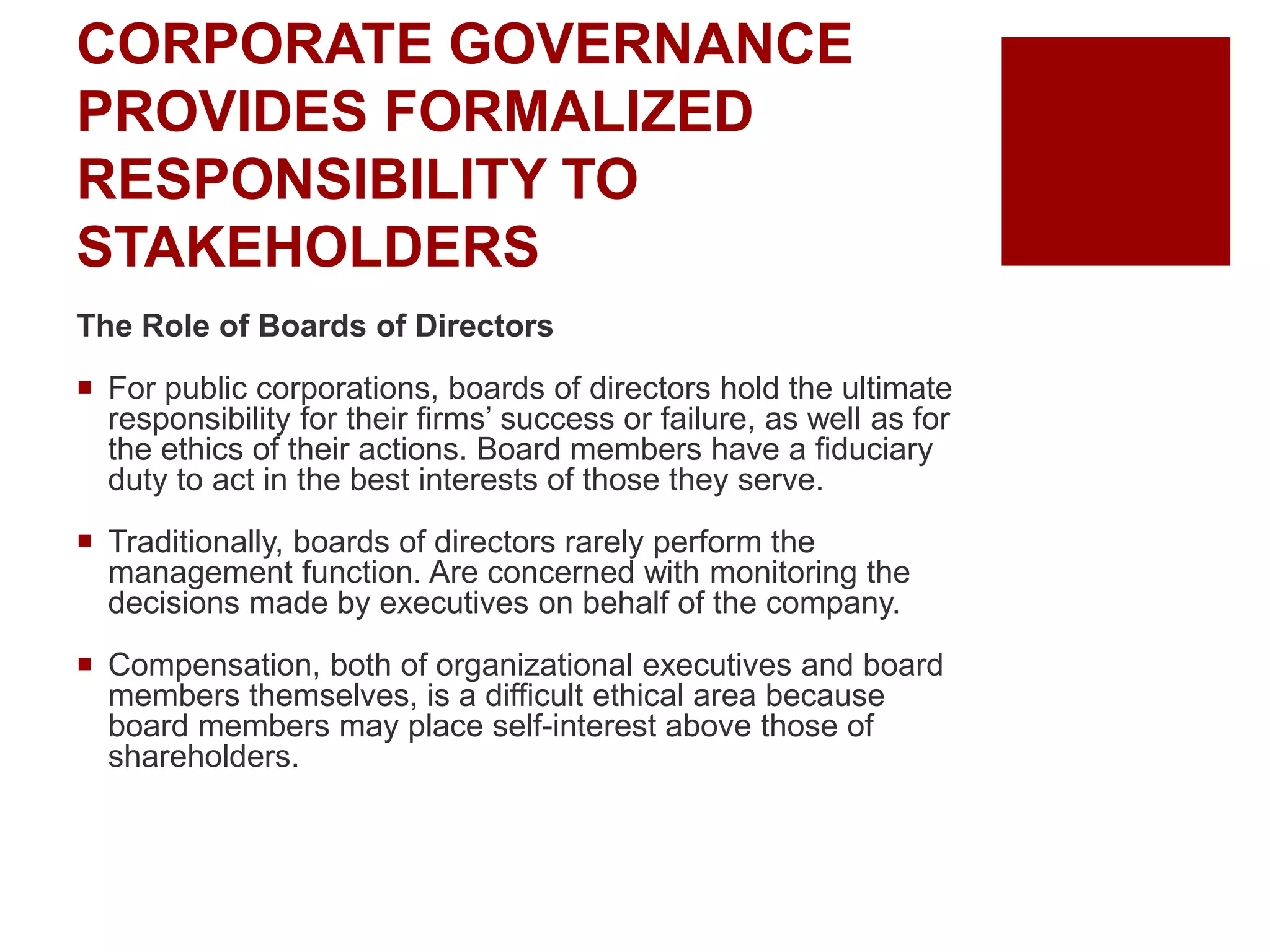 Chapter 2 Stakeholder Relationships, Social Responsibility, & Corporate Governance | PPTX