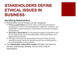 Chapter 2 Stakeholder Relationships, Social Responsibility, & Corporate ...