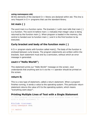 Chapter 2 - Structure of C++ Program | PDF