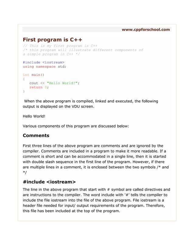 Chapter 2 - Structure of C++ Program | PDF