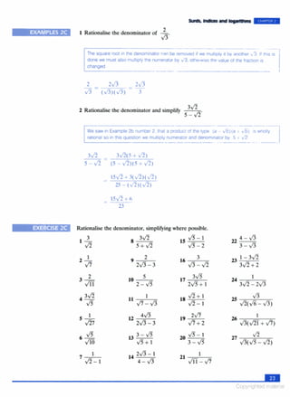 Chapter 2 surds indicies logarithms | PDF