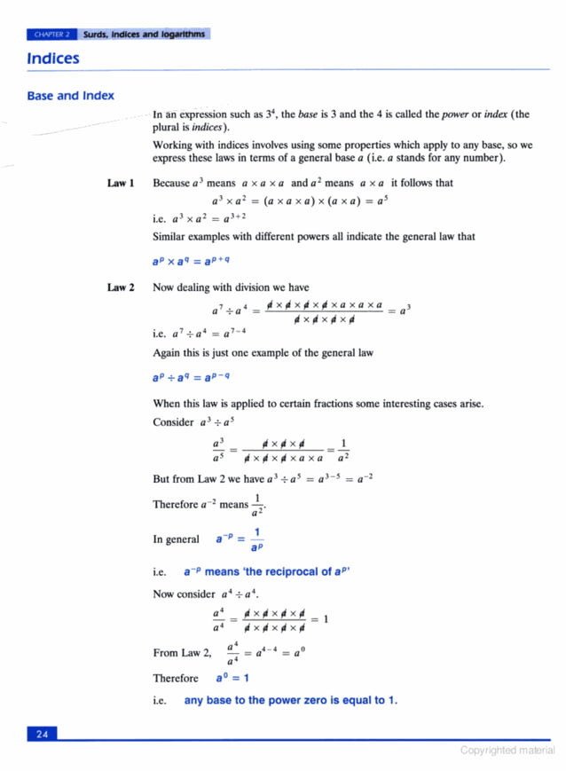 Chapter 2 surds indicies logarithms | PDF