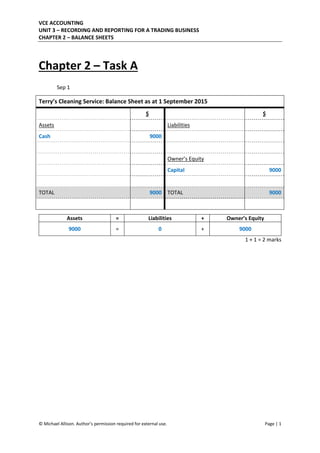 Chapter 2 - Balance Sheets Task A Solutions | PDF