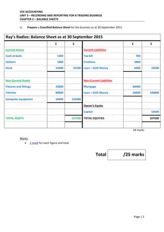 Chapter 2 - Balance Sheets Task B Solutions | PDF