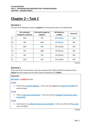 Chapter 2 - Balance Sheets Task C Solutions | PDF