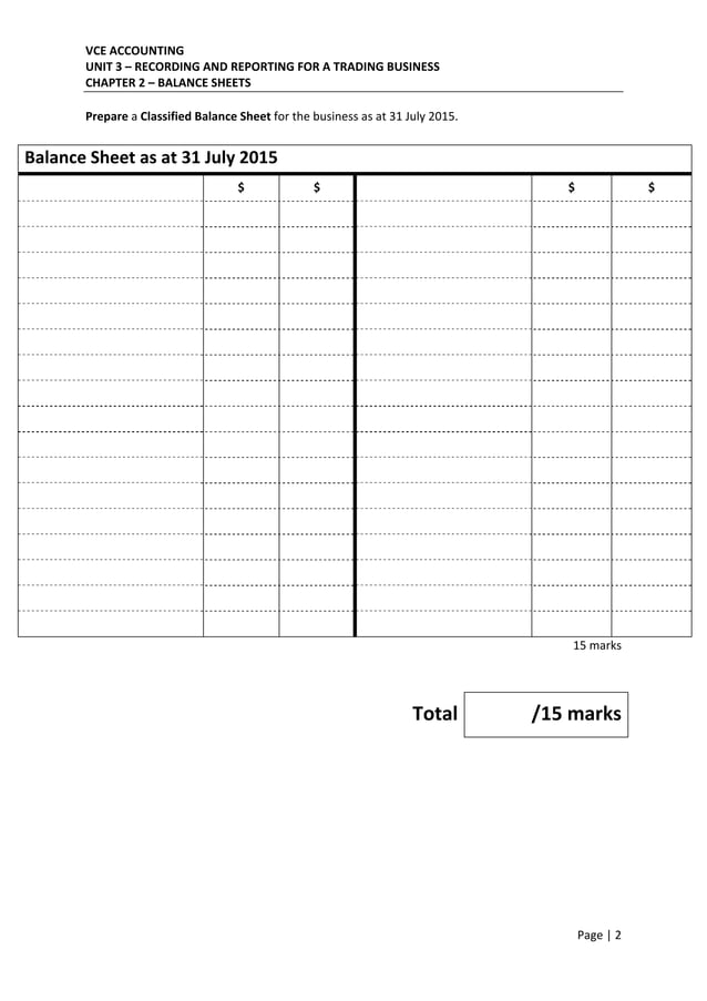 Chapter 2 - Balance Sheets Task D | PDF