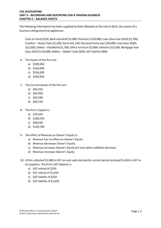 Chapter 2 - Balance Sheets Test | PDF
