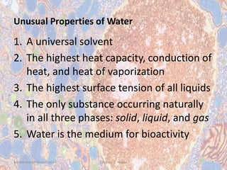 Chapter 2: Water, the unique solvent of life | PPSX