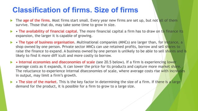 Chapter 20 Firms in IGCSE economics presentation | PDF | Mergers and ...