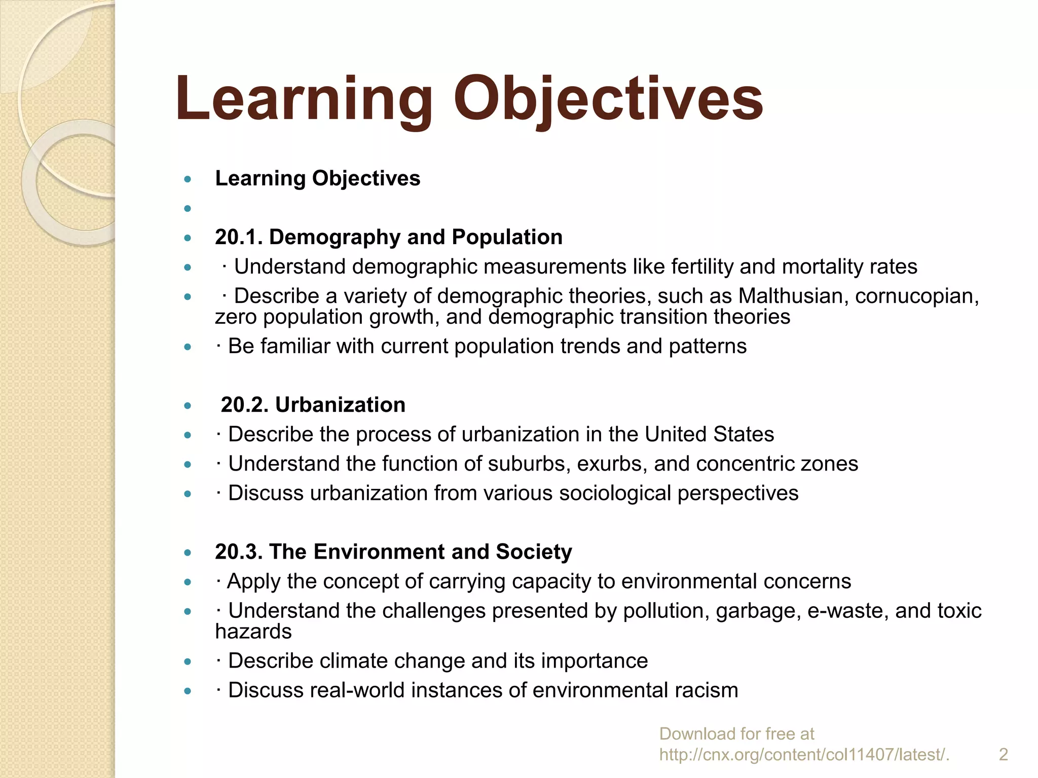 Chapter 20 population, urbanization, and the environment | PPTX