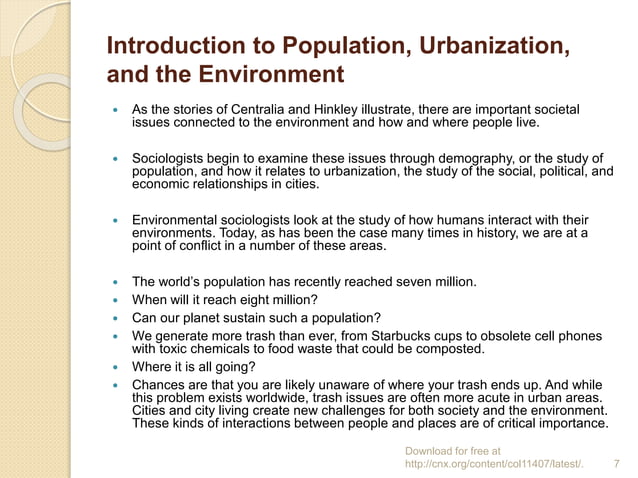 Chapter 20 population, urbanization, and the environment | PPTX