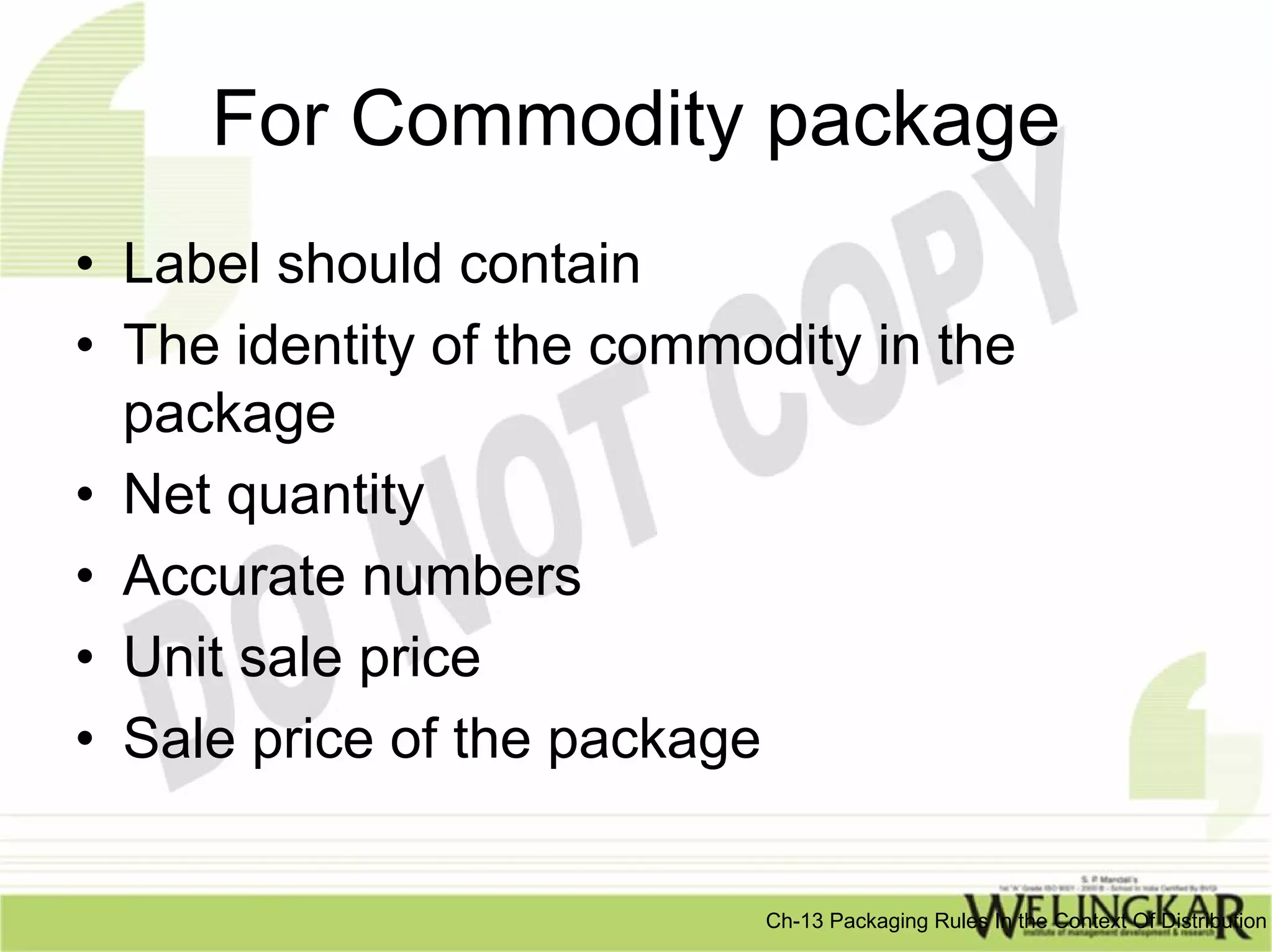 Packaging rules in the context of Distribution | PPT