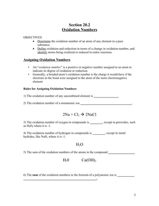 Chemistry - Chp 20 - Oxidation Reduction - Notes | PDF