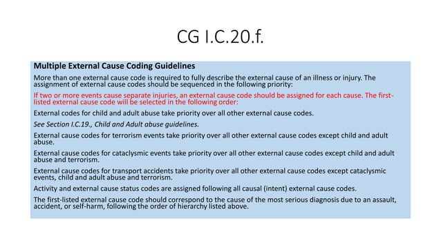 Chapter 20 ICD-10-CM Coding Guidelines 2019 | PDF
