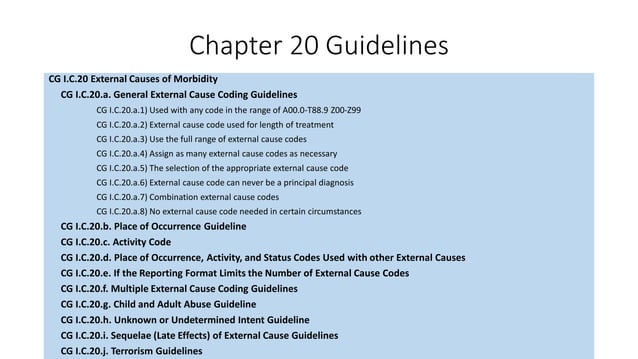 Chapter 20 ICD-10-CM Coding Guidelines 2019 | PDF