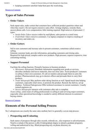 Chapter 20 personal selling and sales management, class notes | PDF ...