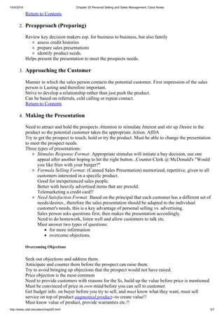 Chapter 20 personal selling and sales management, class notes | PDF ...
