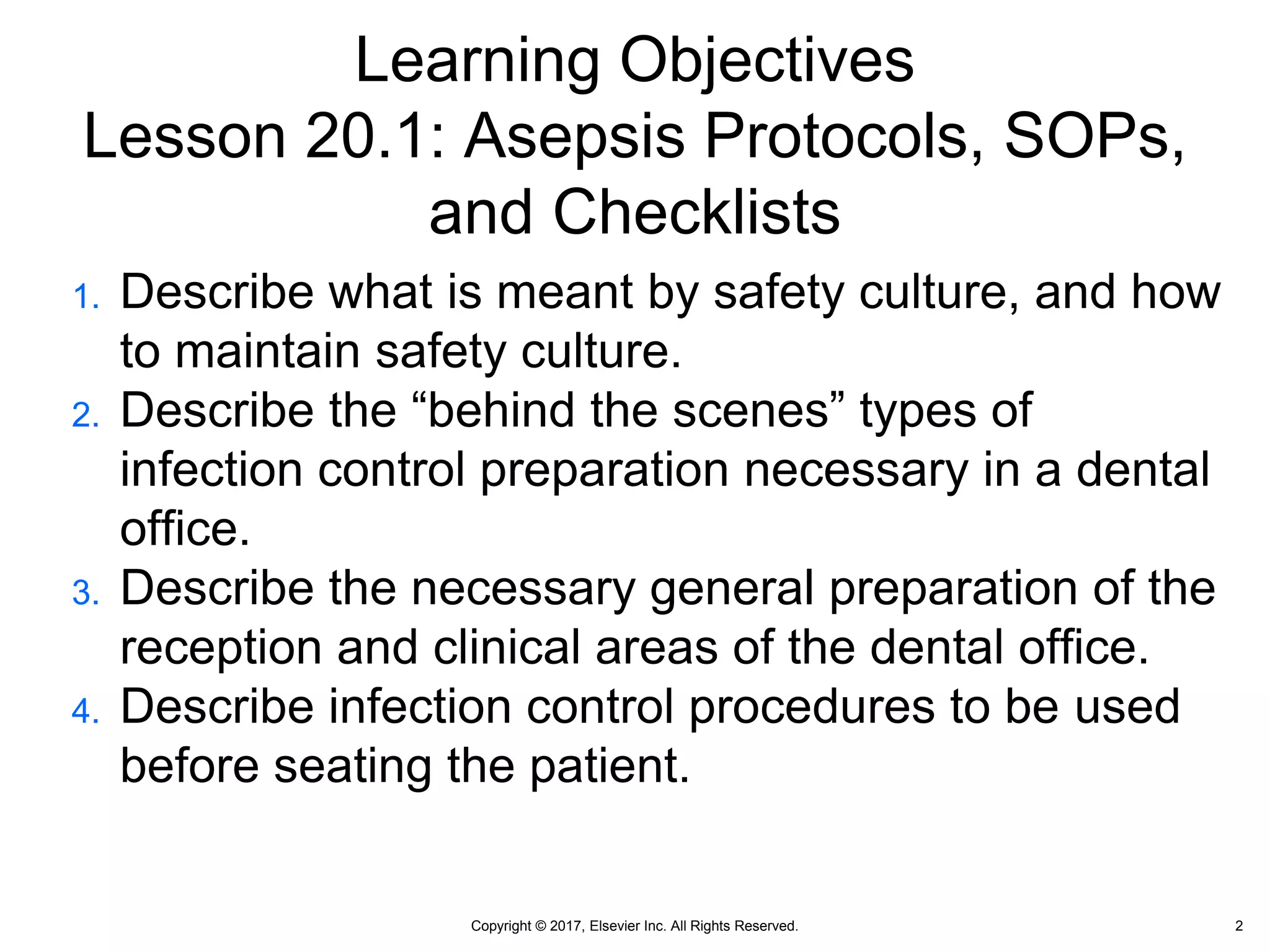 Chapter 20: Asepsis Protocols, SOP's and Checklists | PPTX