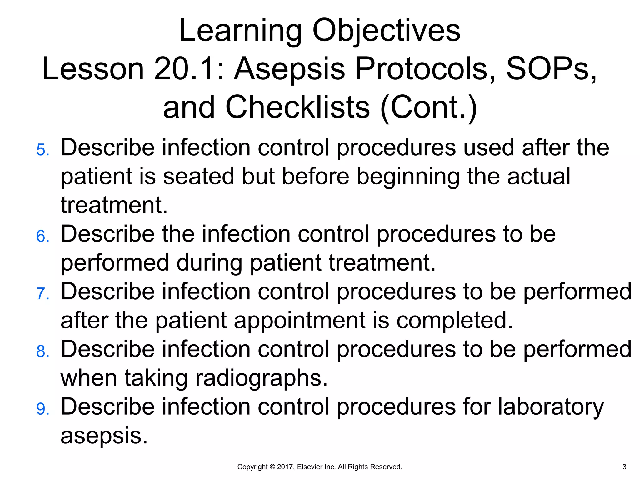 Chapter 20: Asepsis Protocols, SOP's and Checklists | PPTX