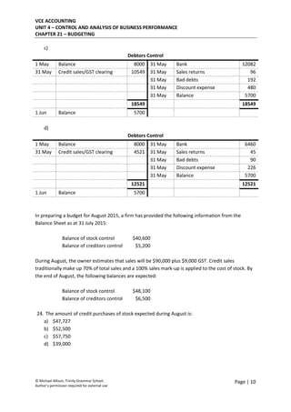 Chapter 21 Budgeting - Test 1 | PDF