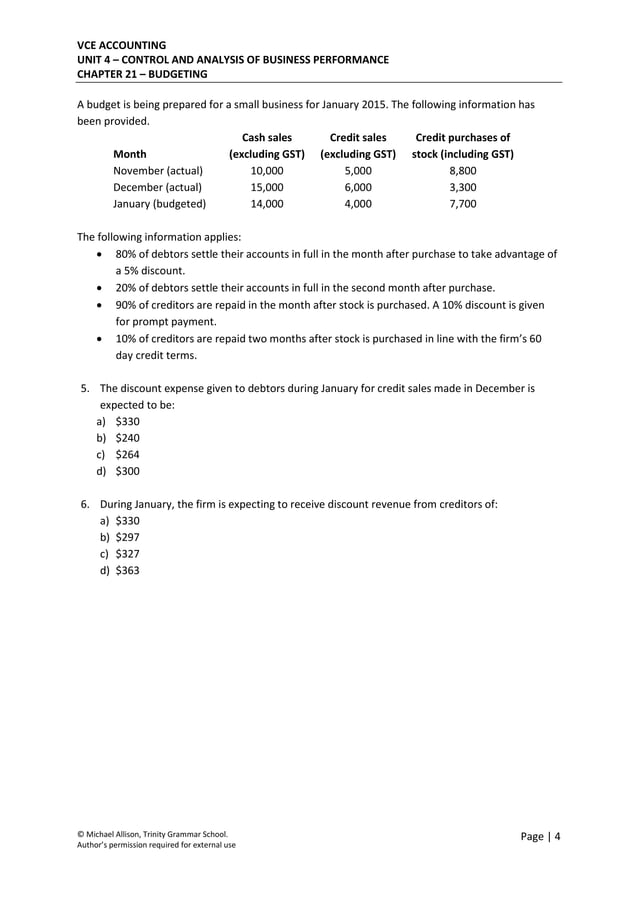 Chapter 21 Budgeting - Test 1 | PDF