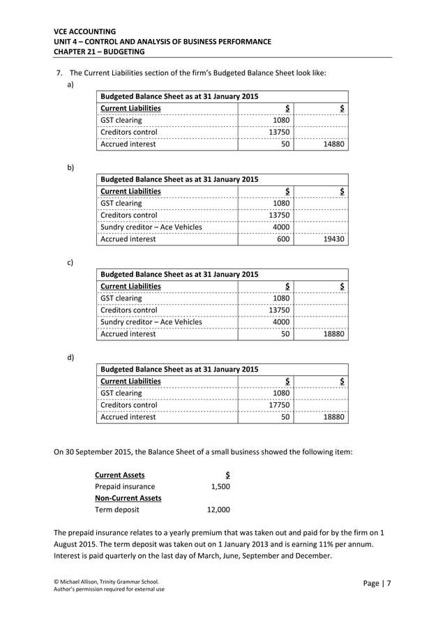 Chapter 21 Budgeting - Test 2 | PDF