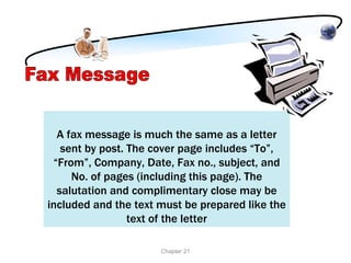 Other methods of written communication: Memo, Fax, email | PDF