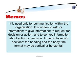 Other methods of written communication: Memo, Fax, email | PDF