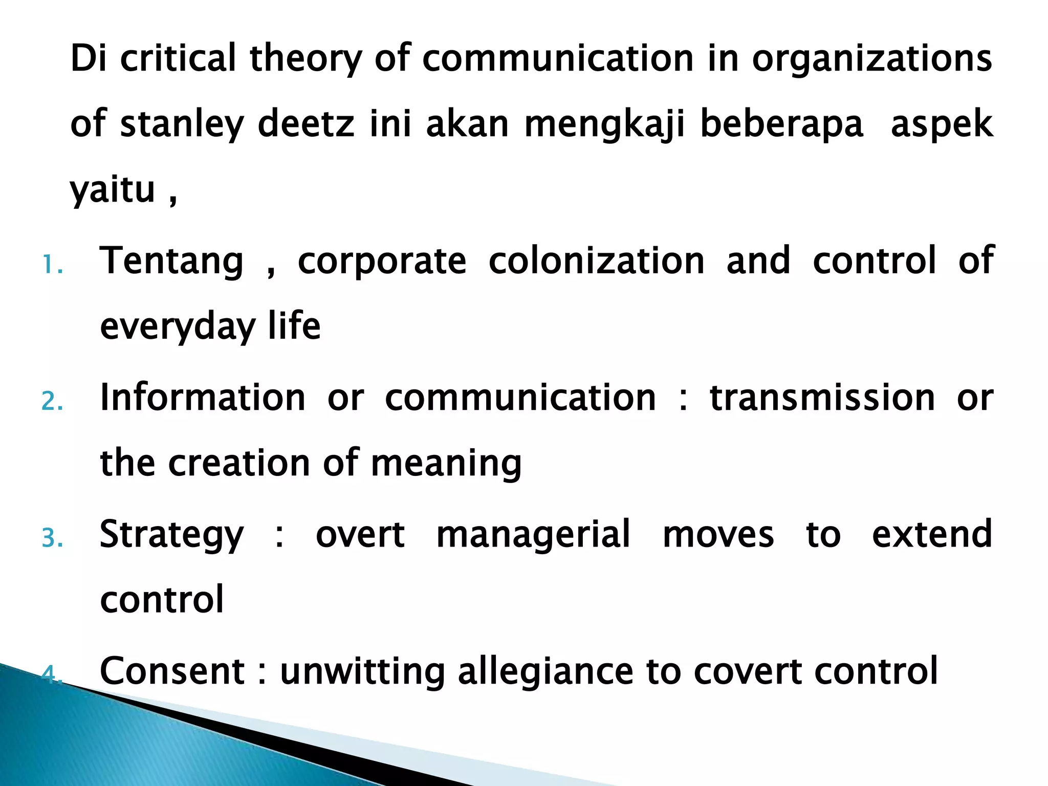 Chapter 21 ppt (critical theory of communication in organizations) | PPT