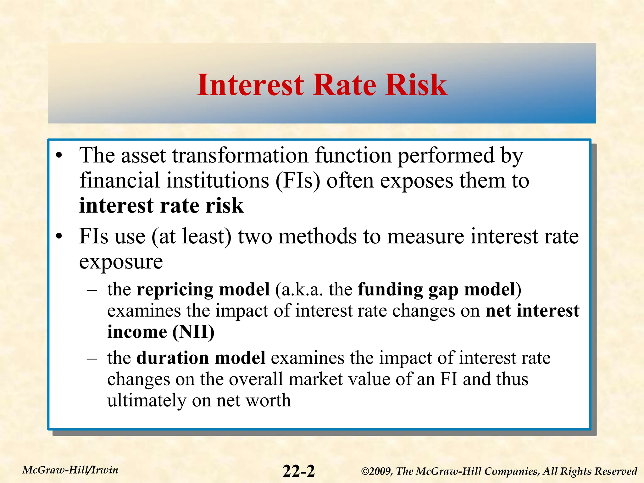 Chapter22 measuring interest rte risk in FI | PPT