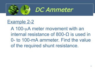Measurements DC meters a concepts Ammeter | PPT