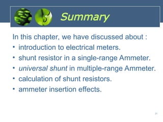 Measurements DC meters a concepts Ammeter | PPT
