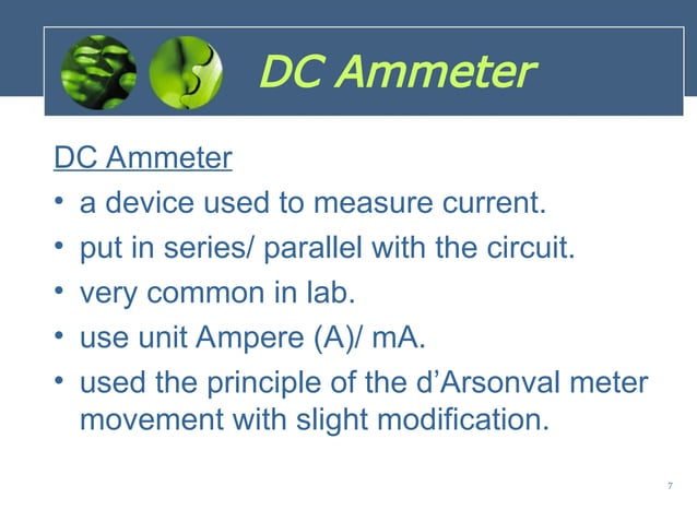 Measurements DC meters a concepts Ammeter | PPT