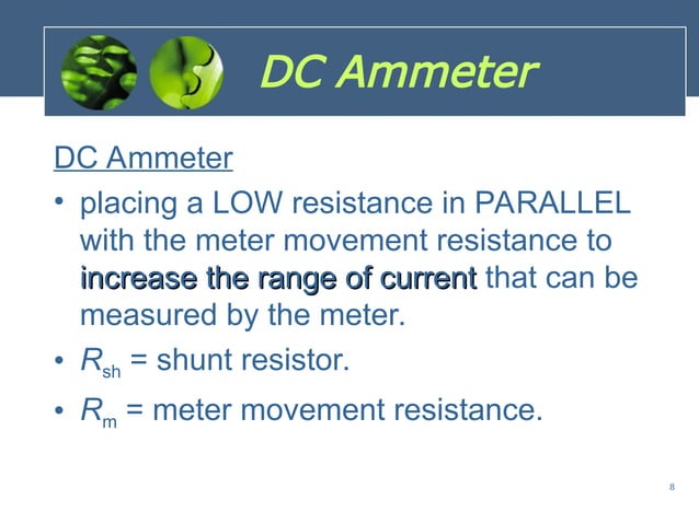 Measurements DC meters a concepts Ammeter | PPT