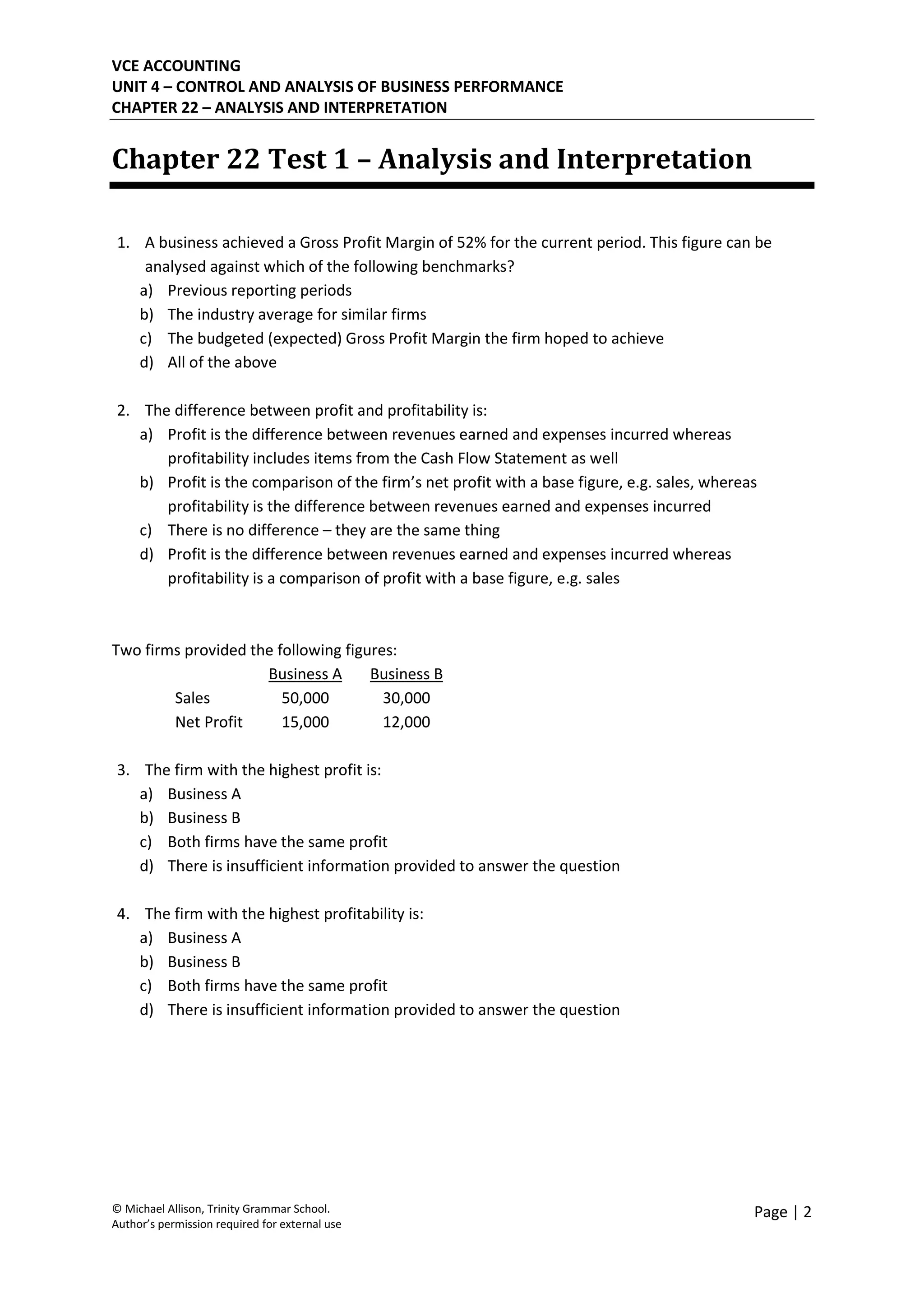 Chapter 22 Analysis and Interpretation - Test 1 | PDF