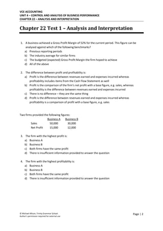 Chapter 22 Analysis and Interpretation - Test 1 | PDF