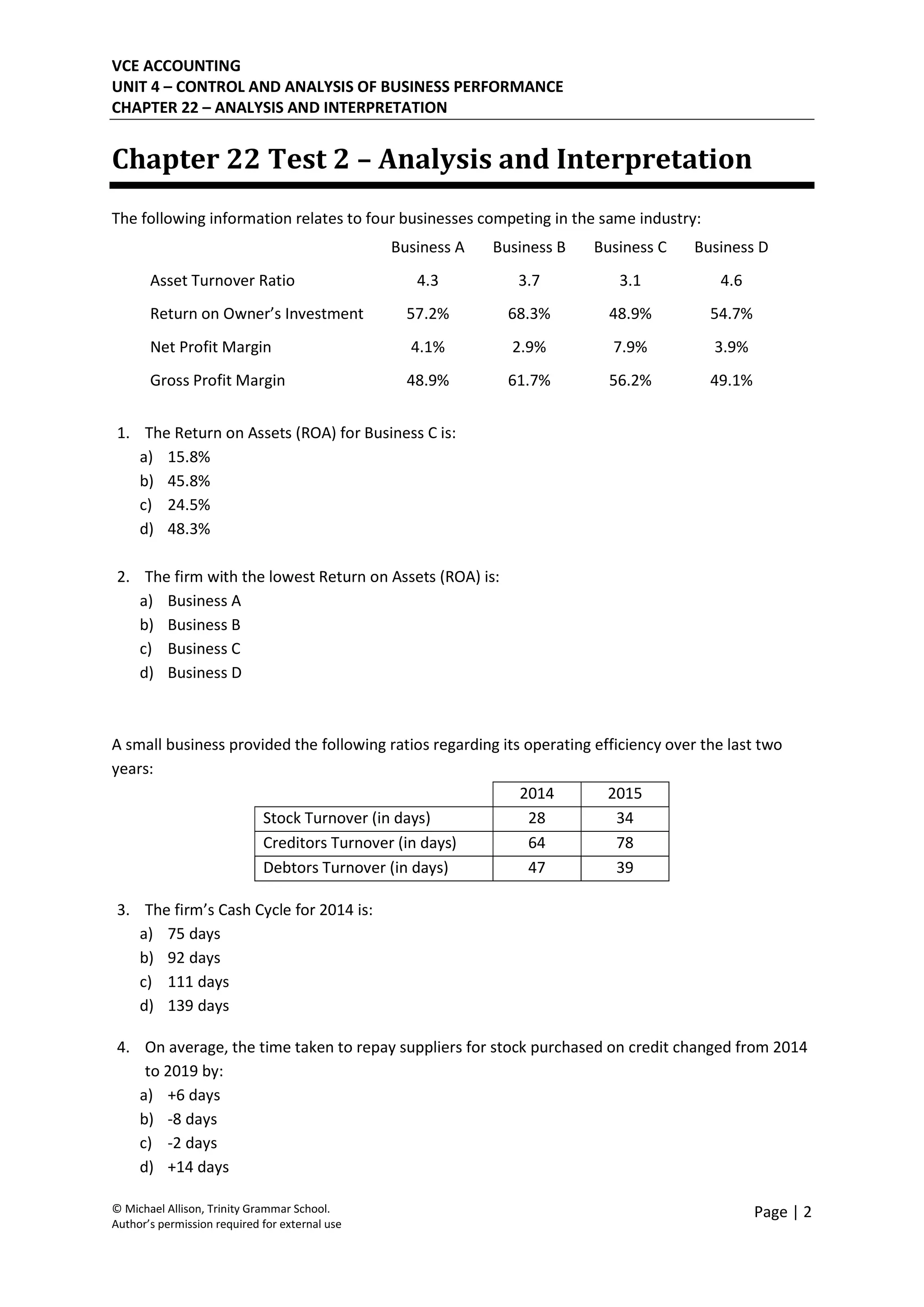 Chapter 22 Analysis and Interpretation - Test 2 | PDF