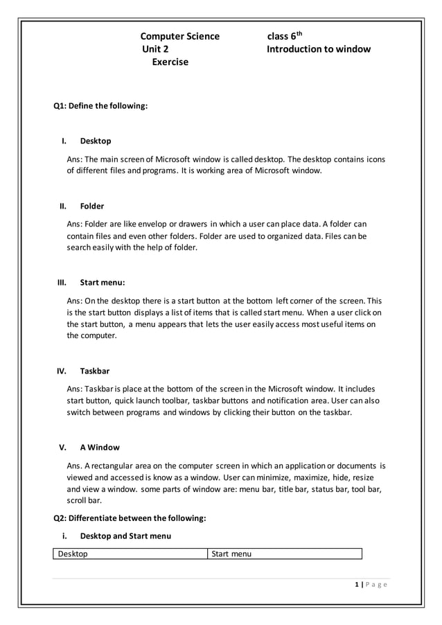 Computer Education Class 6 (PTB) Chapter2, 3 and 4 question answer | PDF