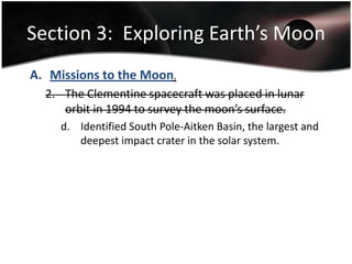 Chapter 23 section 3 notes (exploring earth's moon) | PPT