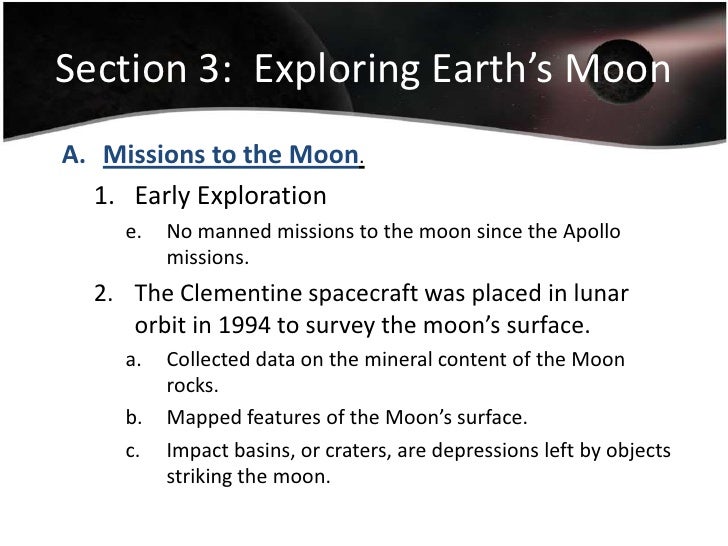 Chapter 23 section 3 notes (exploring earth's moon)