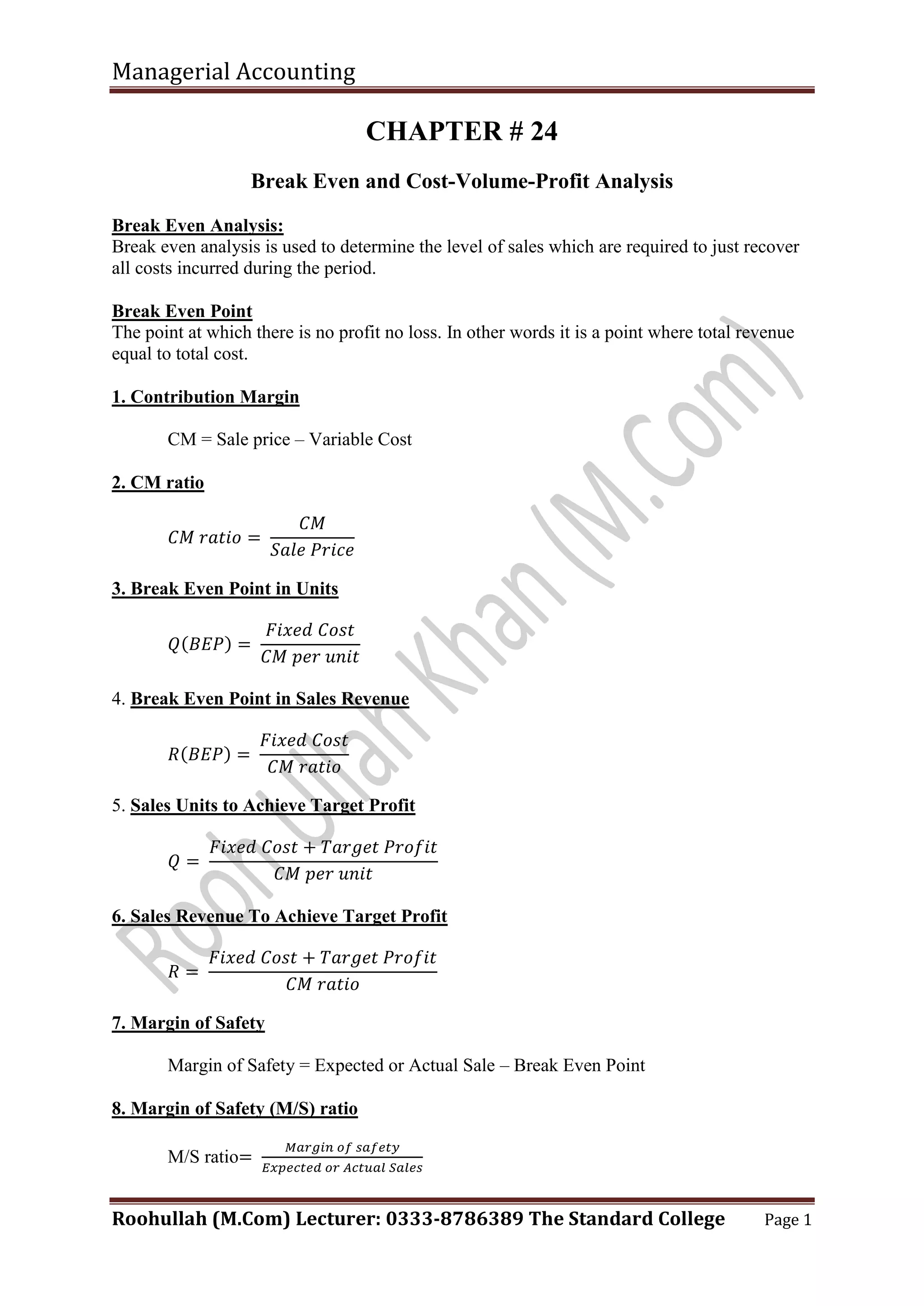 Chapter 24 (Break Even Analysis).pdf