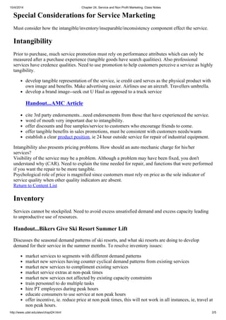 Chapter 24, service and non profit marketing, class notes | PDF