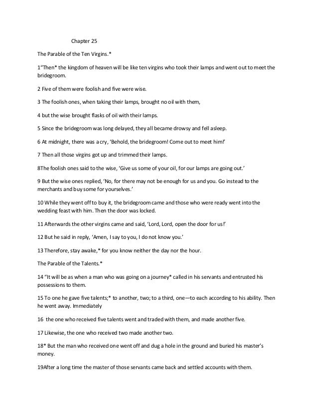 Study Notes of Matthew Chapter 25