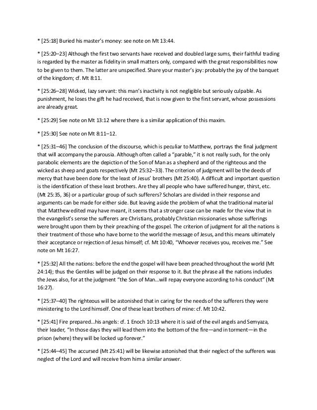 Study Notes of Matthew Chapter 25