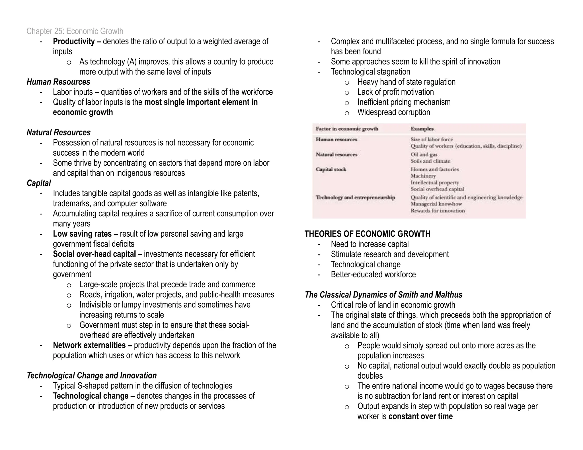 Chapter 25: Economic Growth Summary from Samuelson and Nordhaus | DOCX