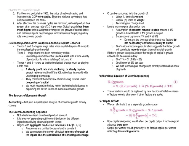 Chapter 25: Economic Growth Summary from Samuelson and Nordhaus | DOCX