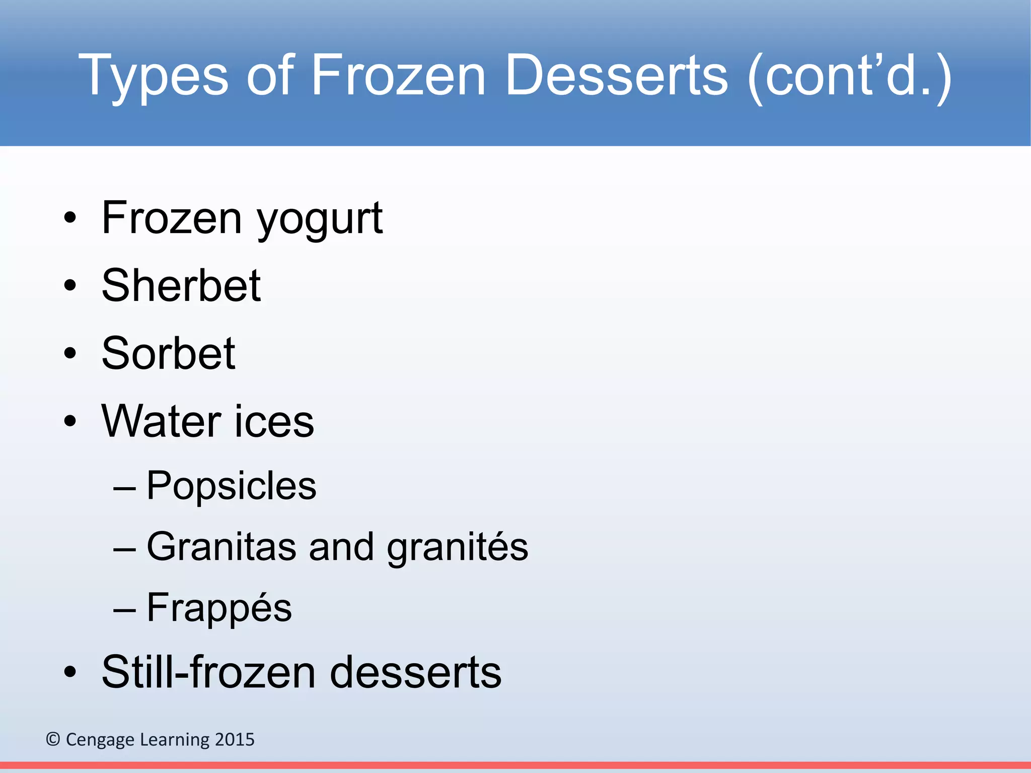 Chapter 26 - Frozen Desserts | PPTX | Desserts and Baking | Food & Drink
