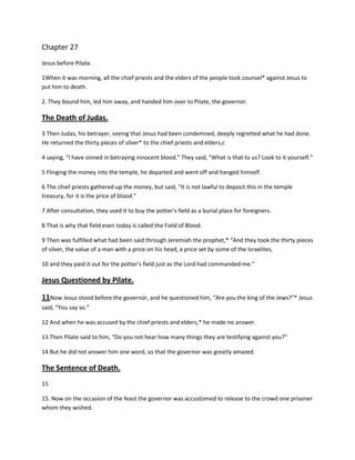 Notes on Matthew Chapter 27 | DOCX | Christianity | Religion & Spirituality