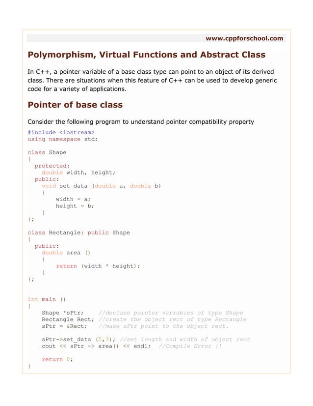 Chapter27 Polymorphism Virtual Function Abstract Class Pdf